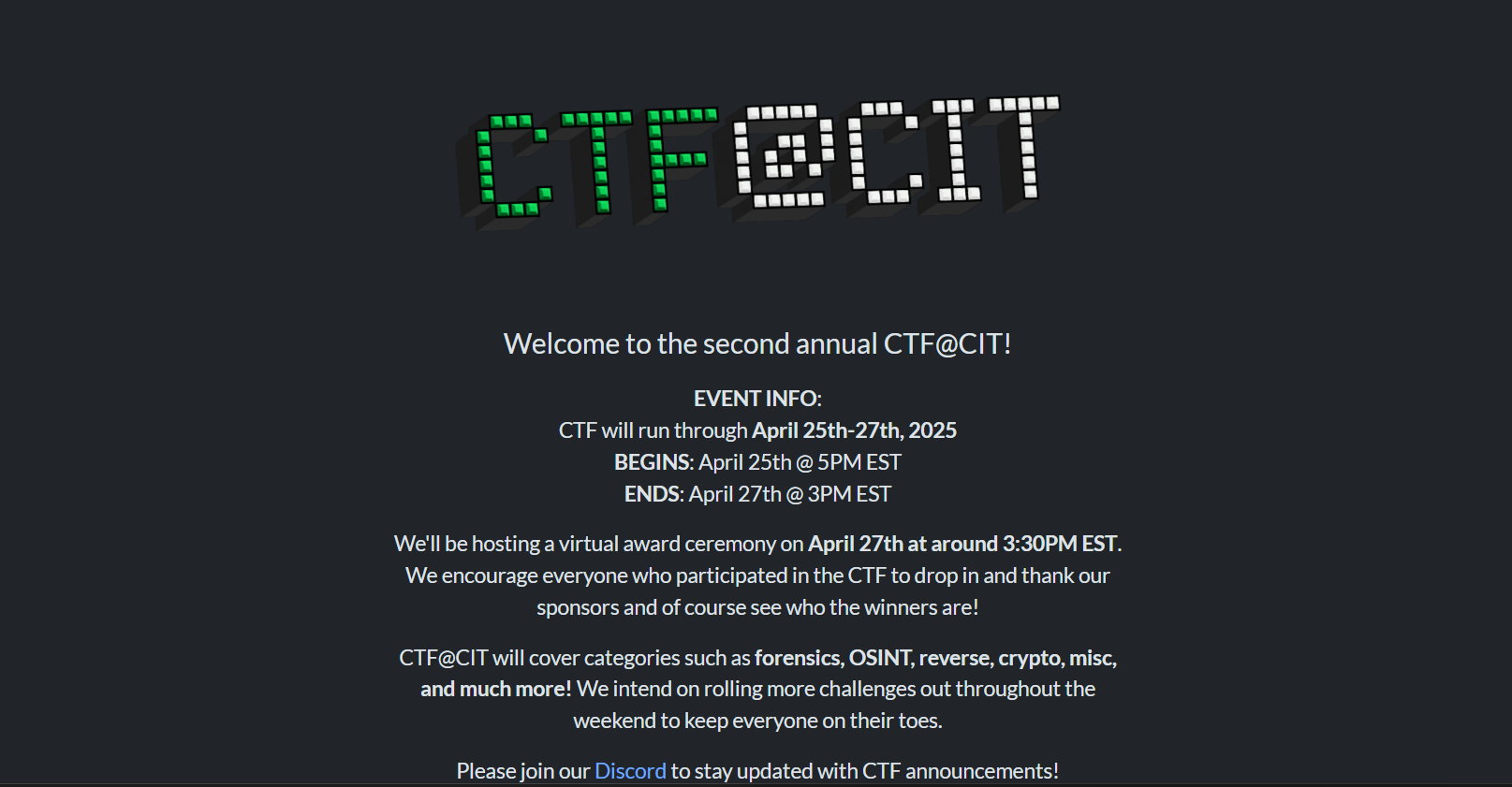 CTF@CIT | Rishabh Lal